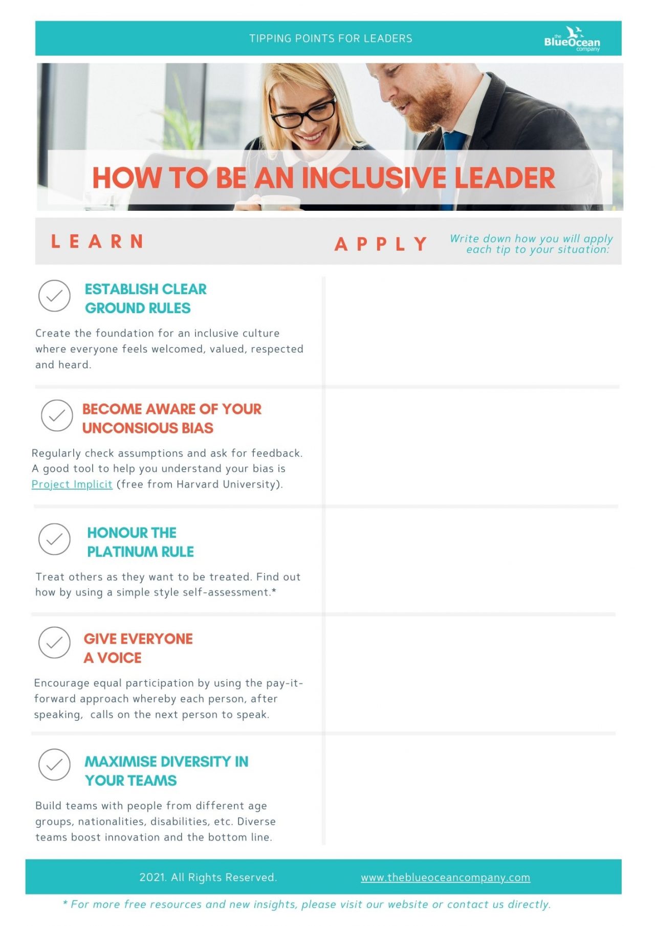 Tipping Points: How to be an Inclusive Leader PDF | The Blue Ocean Company
